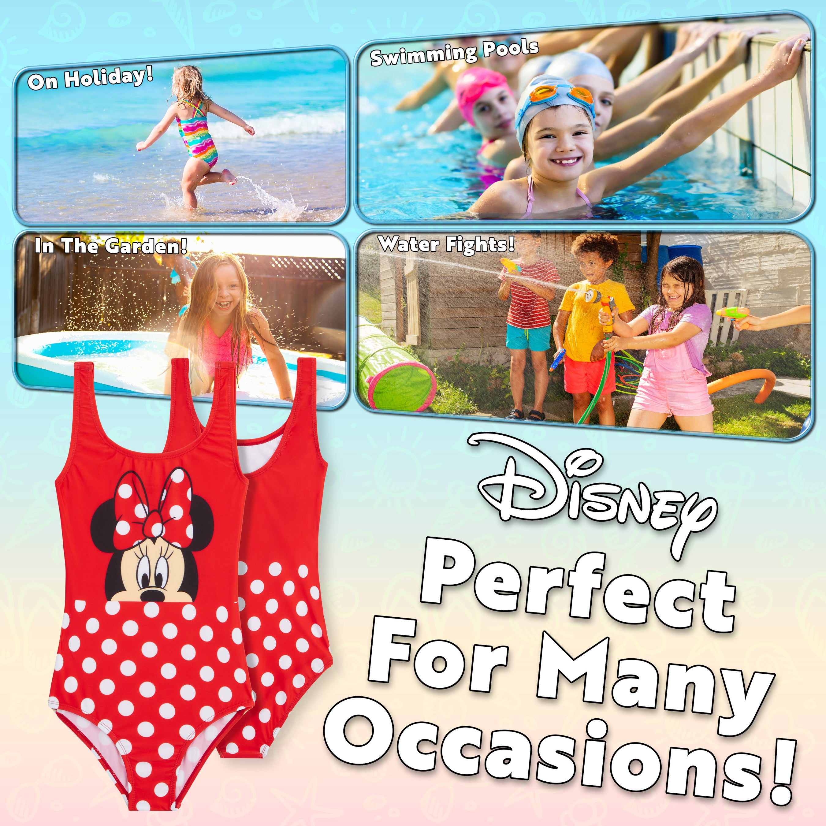 Disney Swimming Costume, Girls One Piece Swimsuit - Minnie Mouse – Get ...