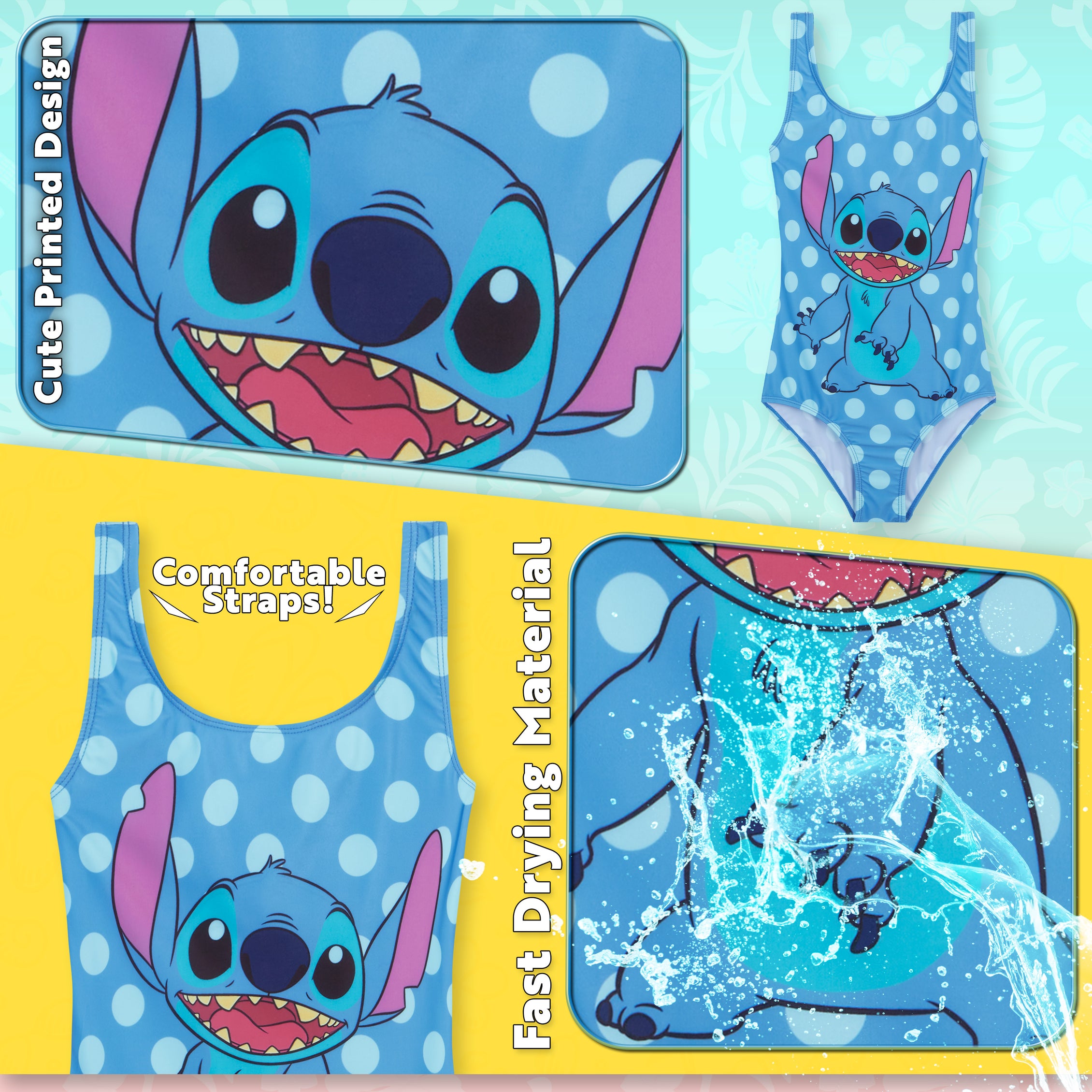 Disney Stitch Swimming Costume Girls, One Piece Swimsuit – Get Trend