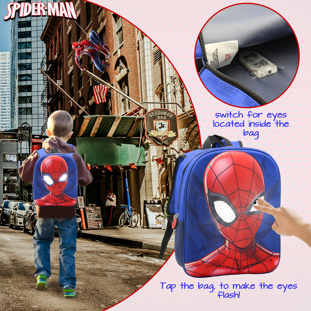 Marvel Spiderman Backpack with Light up Eyes for Boys and Toddlers ...