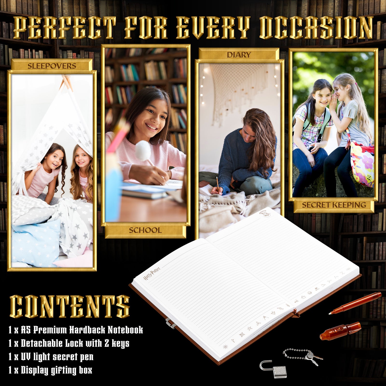 Harry Potter Secret Diary Set with Lockable Journal & Invisible Magic ...