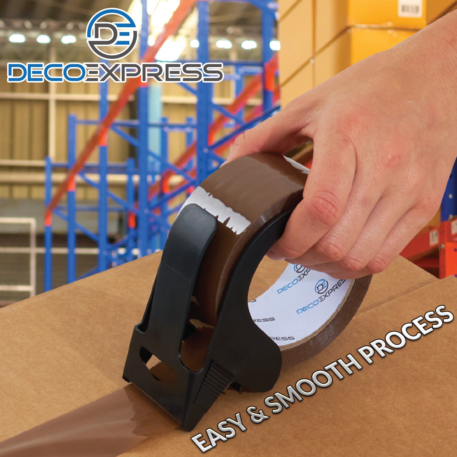 DECO EXPRESS Packaging Tape Dispenser with Tape - Small Dispenser Brown ...