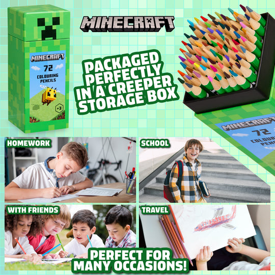 Minecraft Colouring Pencils Set for Kids 72 Pencils Colouring Box Cree ...