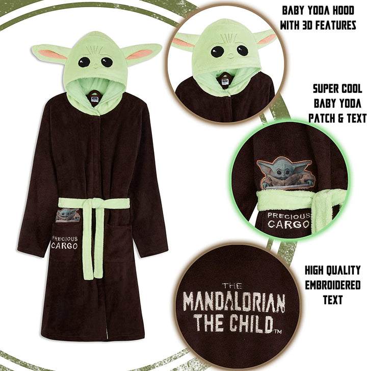The Mandalorian Baby Yoda Dressing Gown Mens Mandalorian Hooded Bath ...