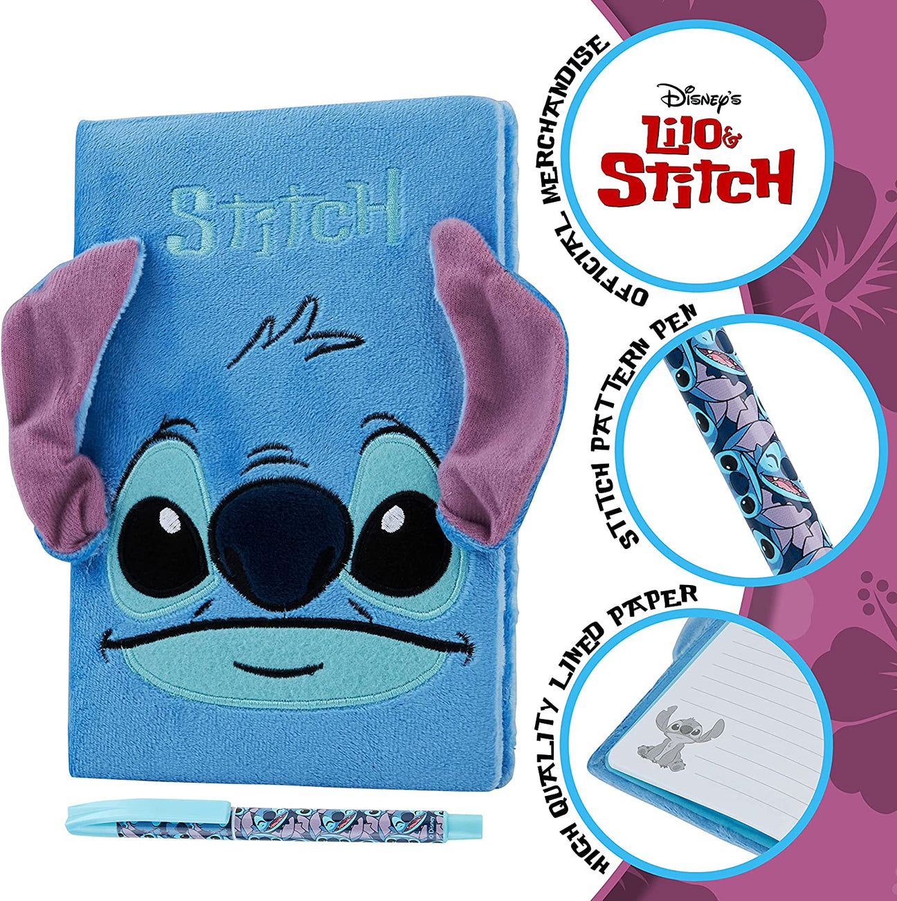 Disney Notebook, School Stationary Set with Stitch Fluffy Notebook and ...