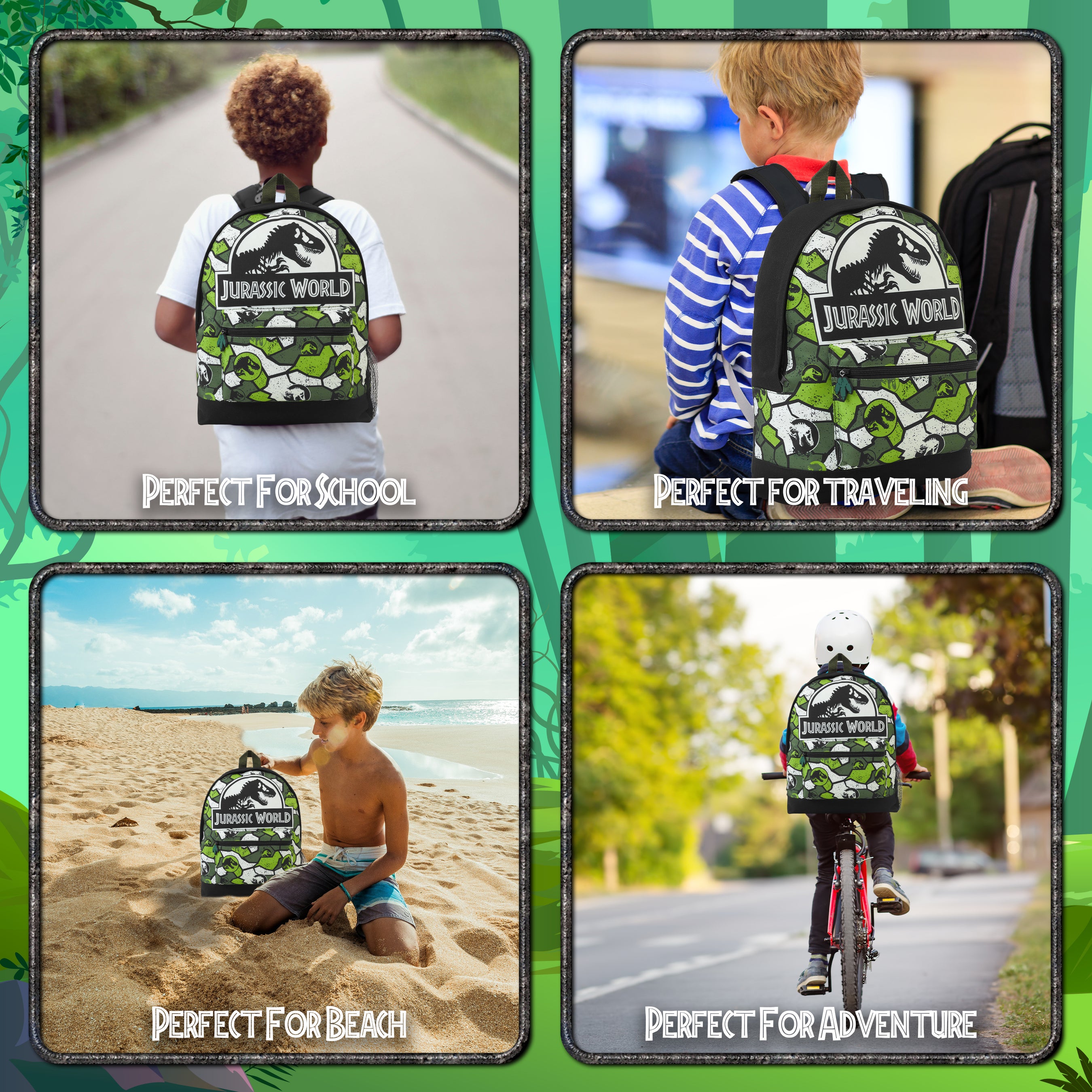 Jurassic World Backpack with Camouflage Print & Sequin Design Boys ...