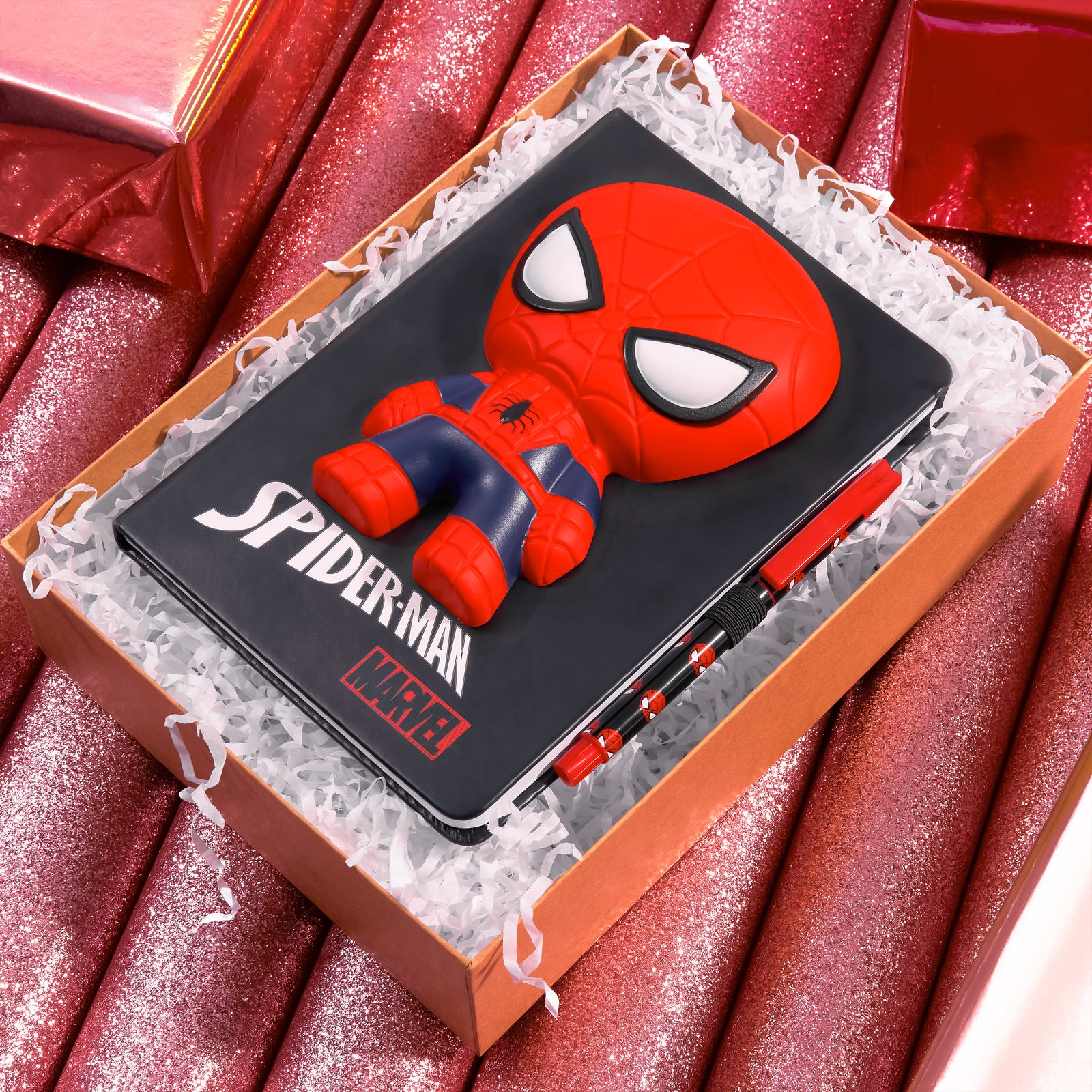 Marvel Spiderman A5 Notebook and Pen Set, 3D Diary Stationery Set Kids