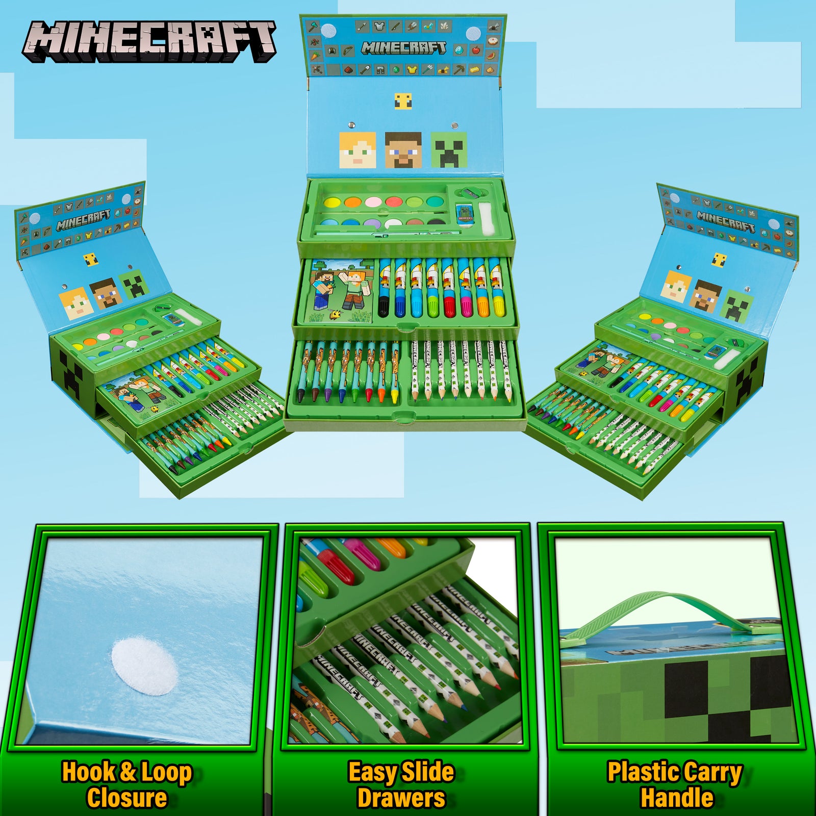 Minecraft Art Set - Colouring Sets for Children, Art Supplies for Kids ...