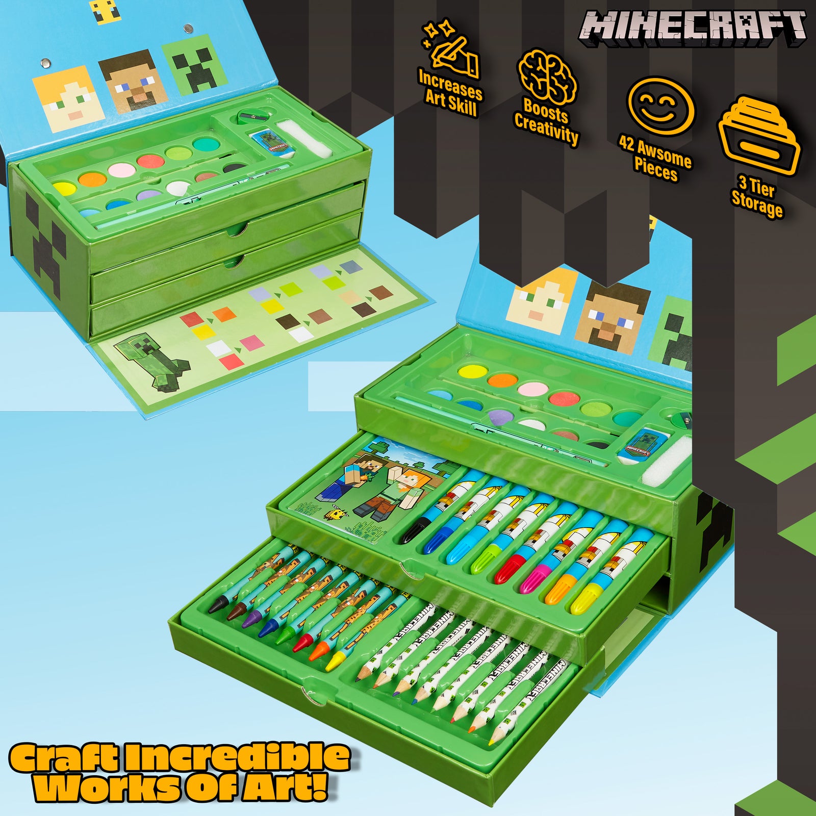 Minecraft Art Set - Colouring Sets for Children, Art Supplies for Kids ...