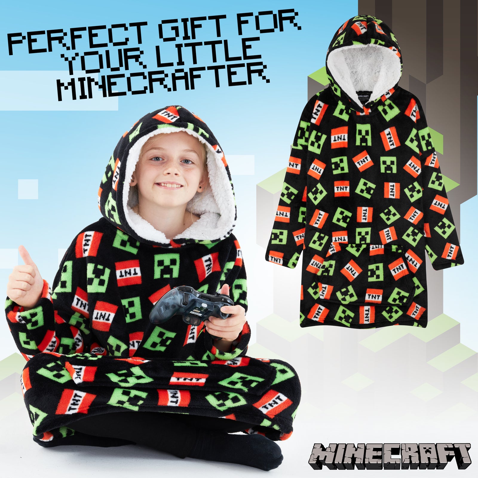 Minecraft Hoodie for Kids, Oversized Blanket Hoodie Boys Girls, Minecr