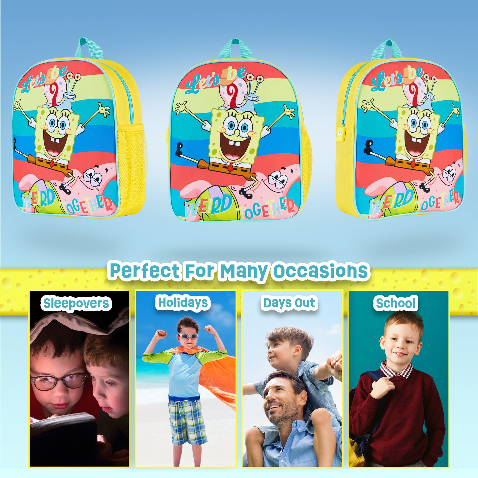 SPONGEBOB SQUAREPANTS Backpack for Kids and Toddlers, School Bag Boys ...