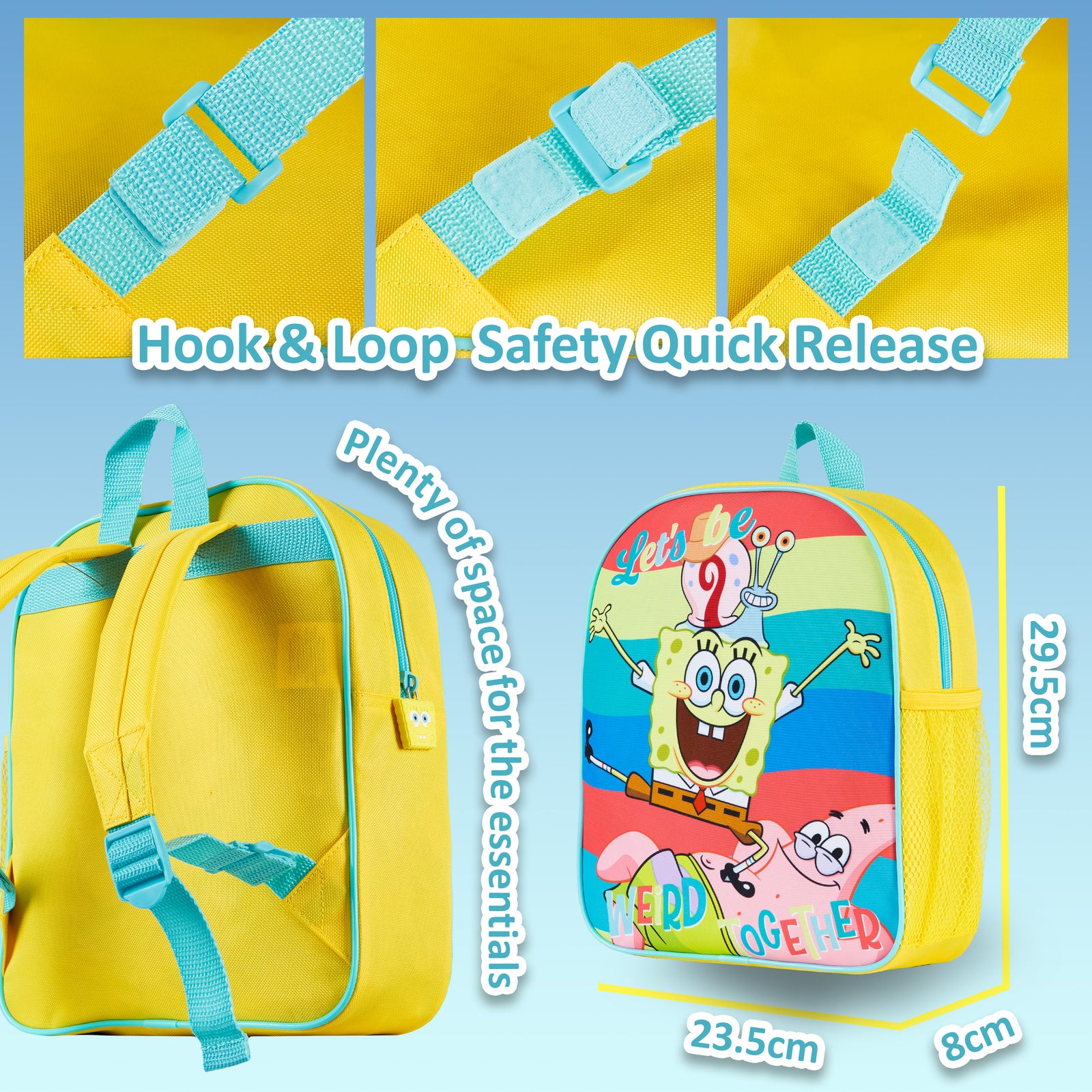 SPONGEBOB SQUAREPANTS Backpack for Kids and Toddlers, School Bag Boys ...