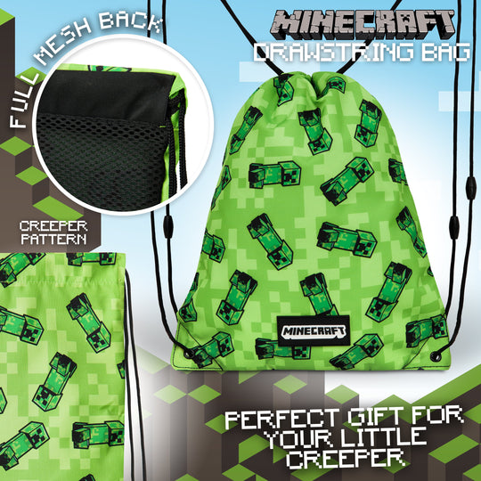 Minecraft Drawstring Bags, School PE Kit, Gym, Swimming, Sports, Trave ...
