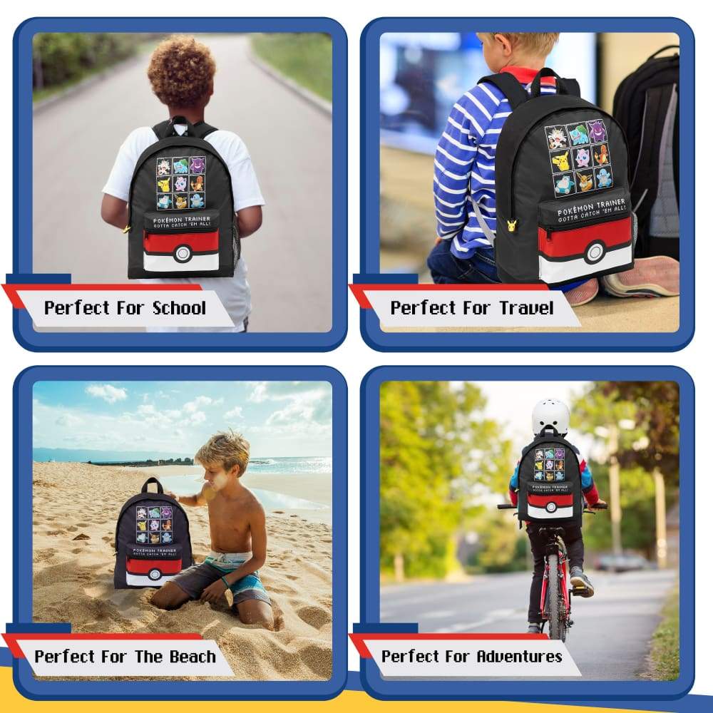 Pokemon Large Backpack for Boys and Girls Trainer Rucksack Kids Pikachu ...