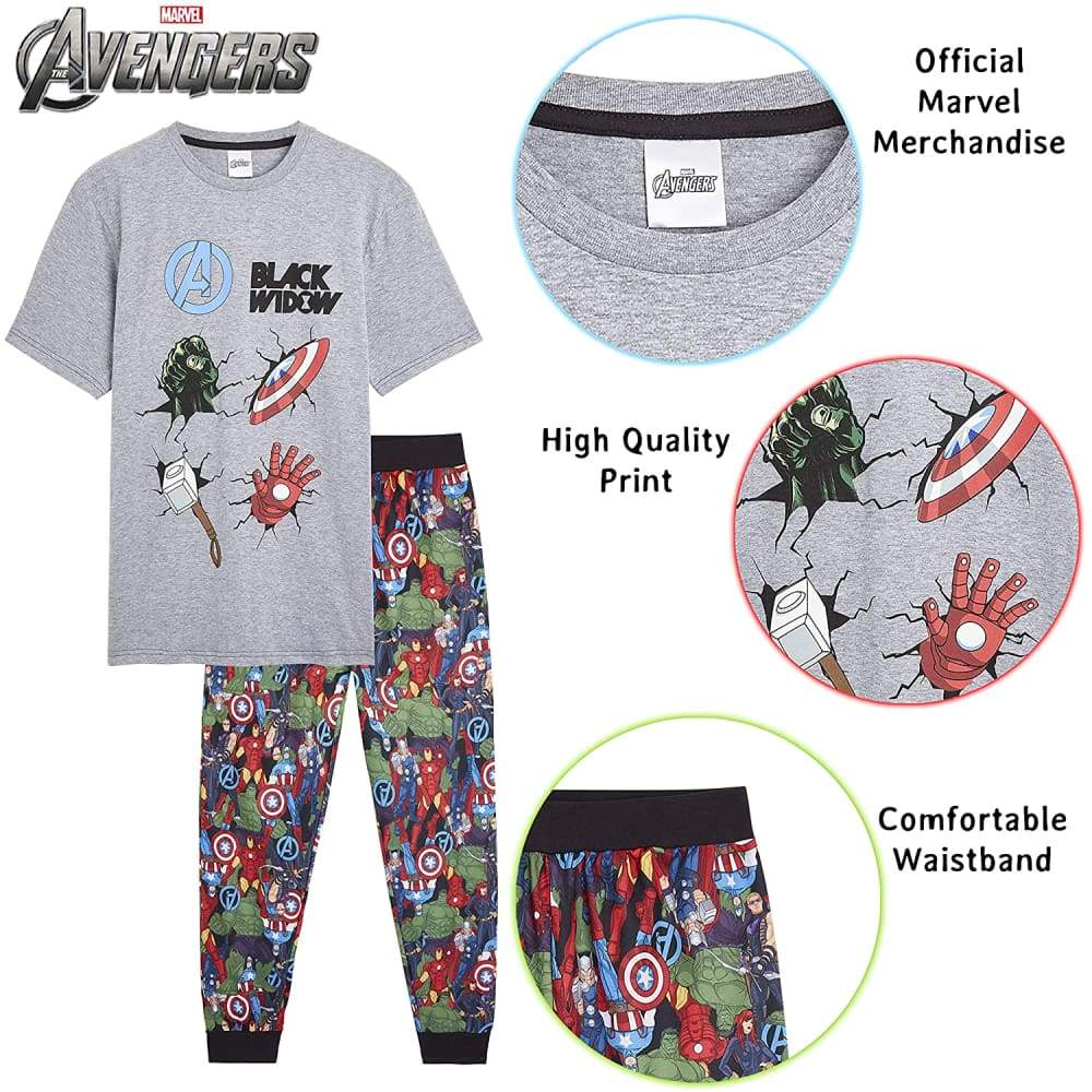 Marvel Mens Pyjama with Short Sleeve top and Long Trousers,super Soft ...