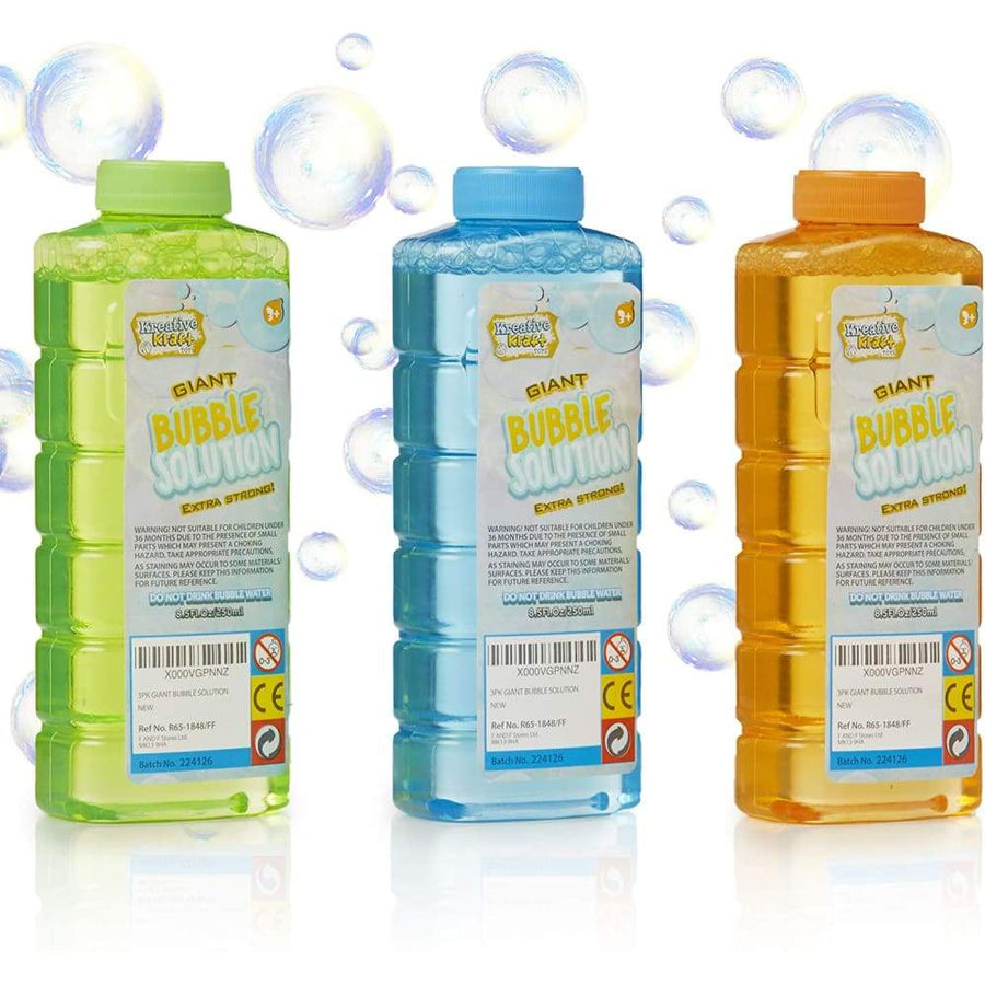 Kreativekraft Pack of 3 Bubble Solution Liquid Extra Strong Fun Party ...