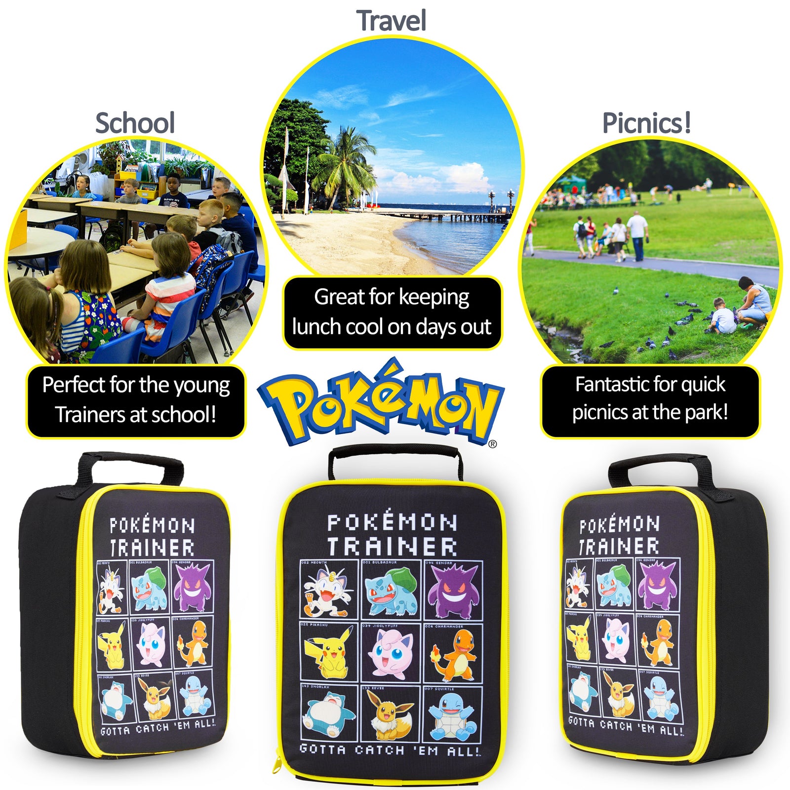 Pokemon Lunch Box, Lunch Bags for Kids, Insulated Lunch Boxes for Scho