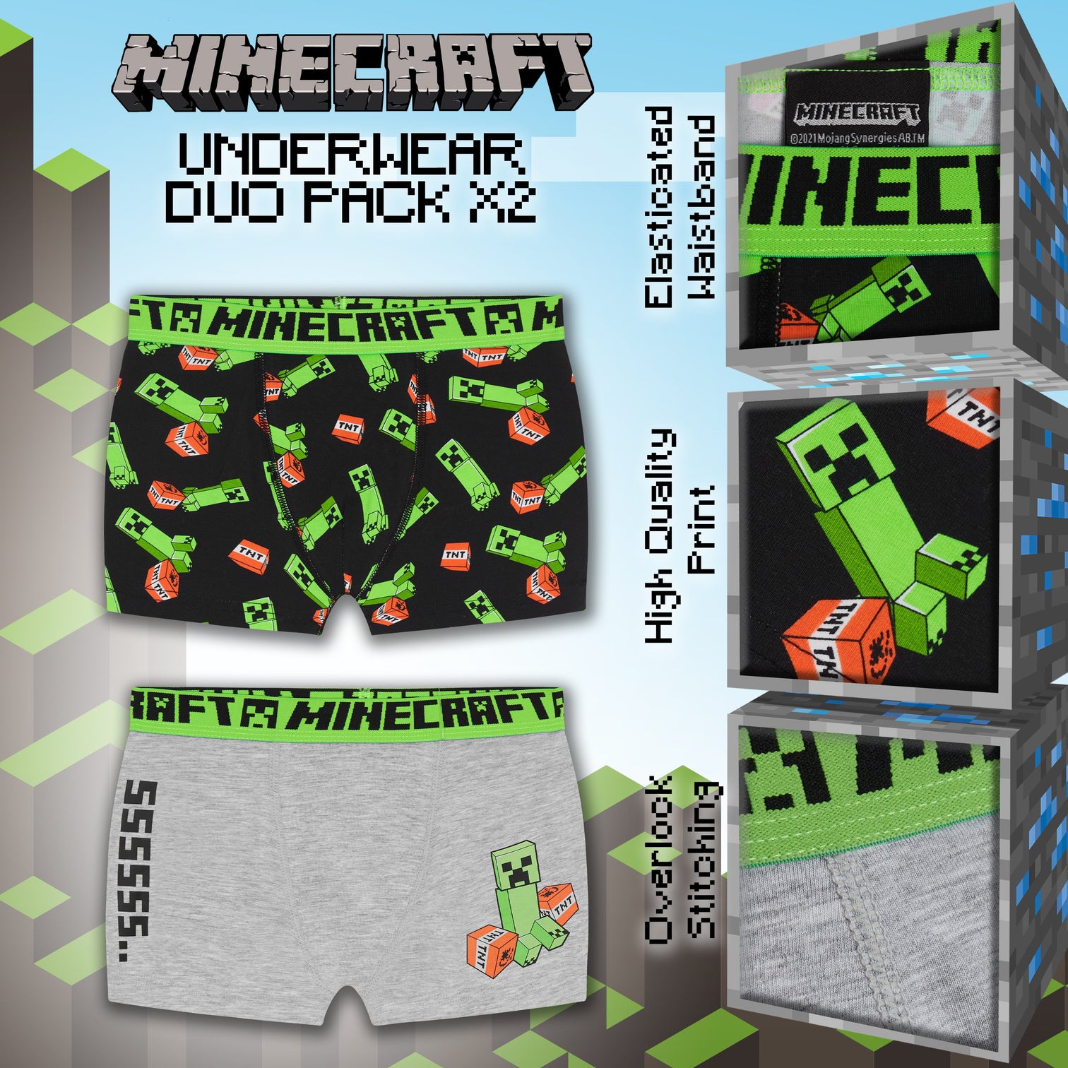 Minecraft Boxer Shorts, Boys Underwear -Pack of 2 – Get Trend