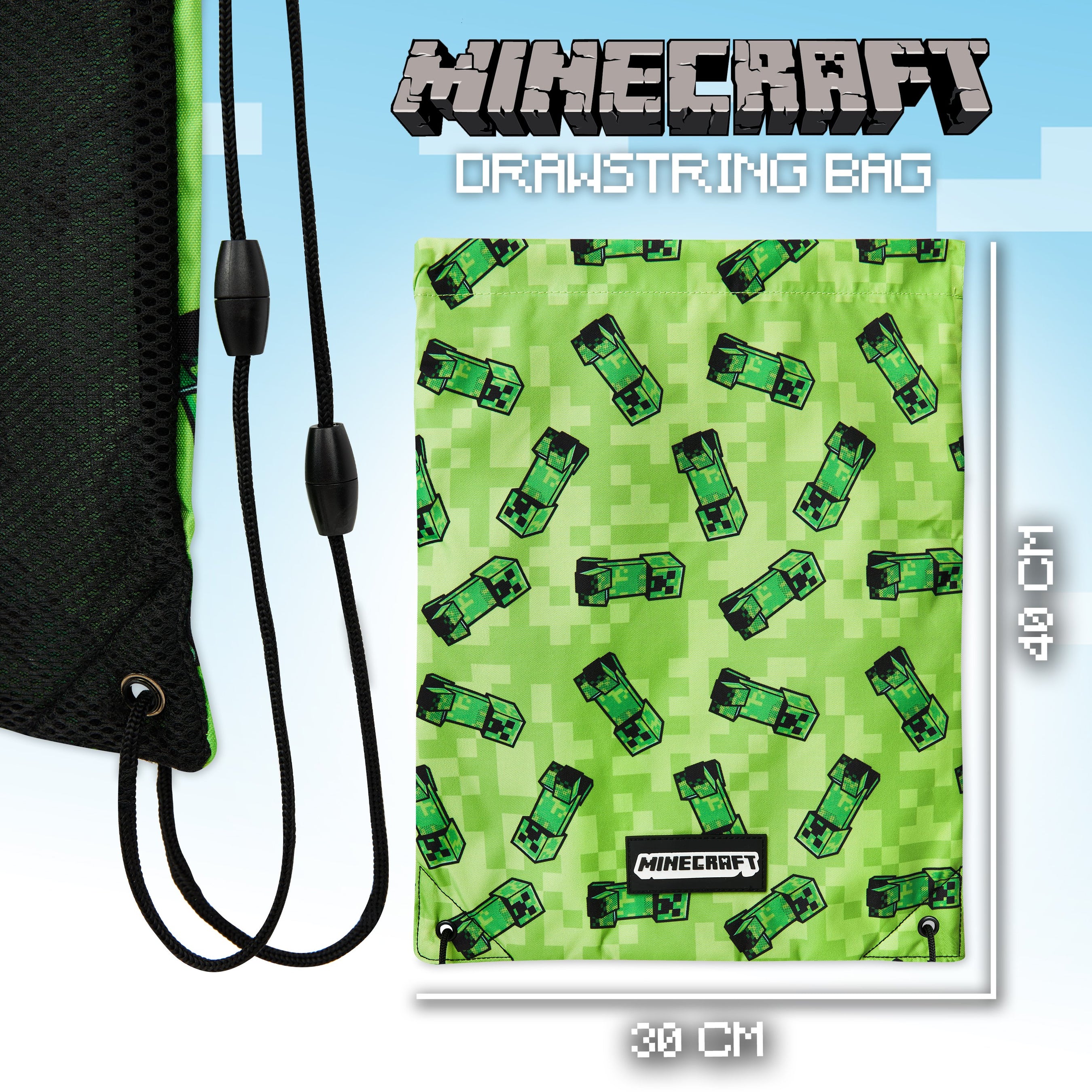 Minecraft Drawstring Bags, School PE Kit, Gym, Swimming, Sports, Trave ...