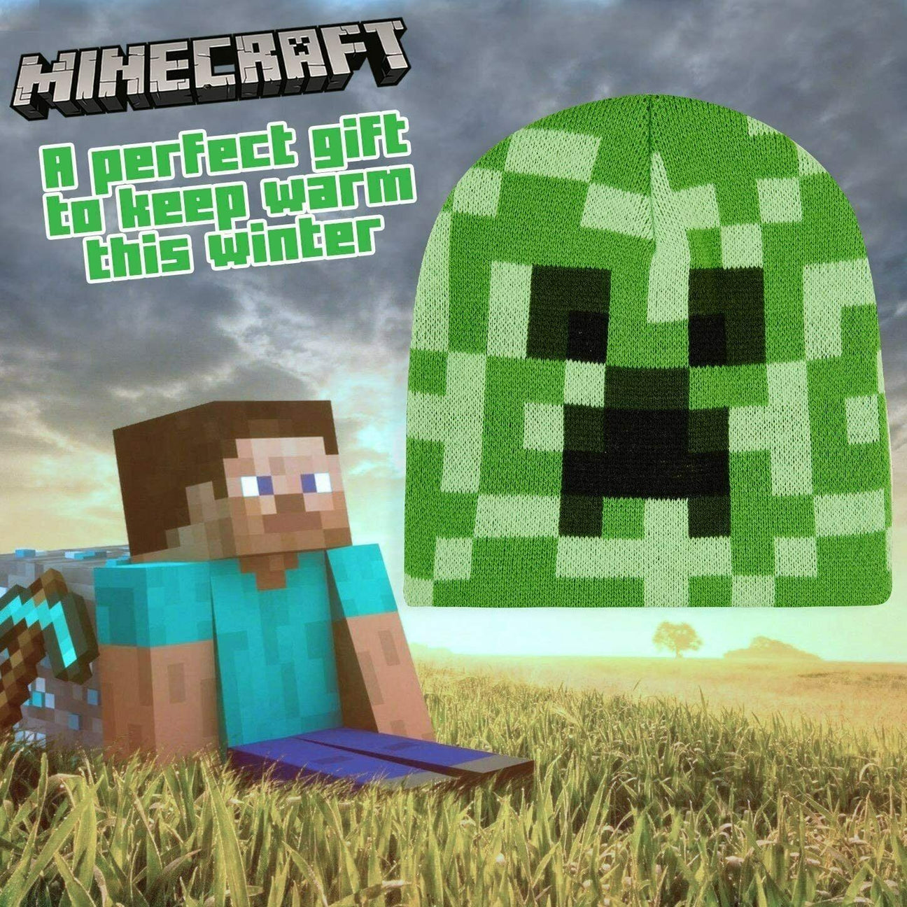 Minecraft Creeper Knitted Beanie Hat for Boys Girls Men Women ...